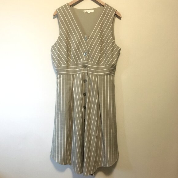 cleo | Dresses | Cleo Grey And White Verticle Stripe Aline Sleeveless ...
